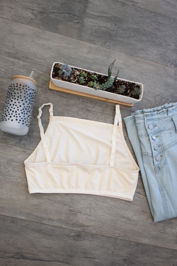 Modest Basic Cropped Cami in Cream - JamieRose & Co.